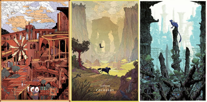 Fumito Ueda's works of art- The Team ICO trilogy. Poster art by Kilian ...