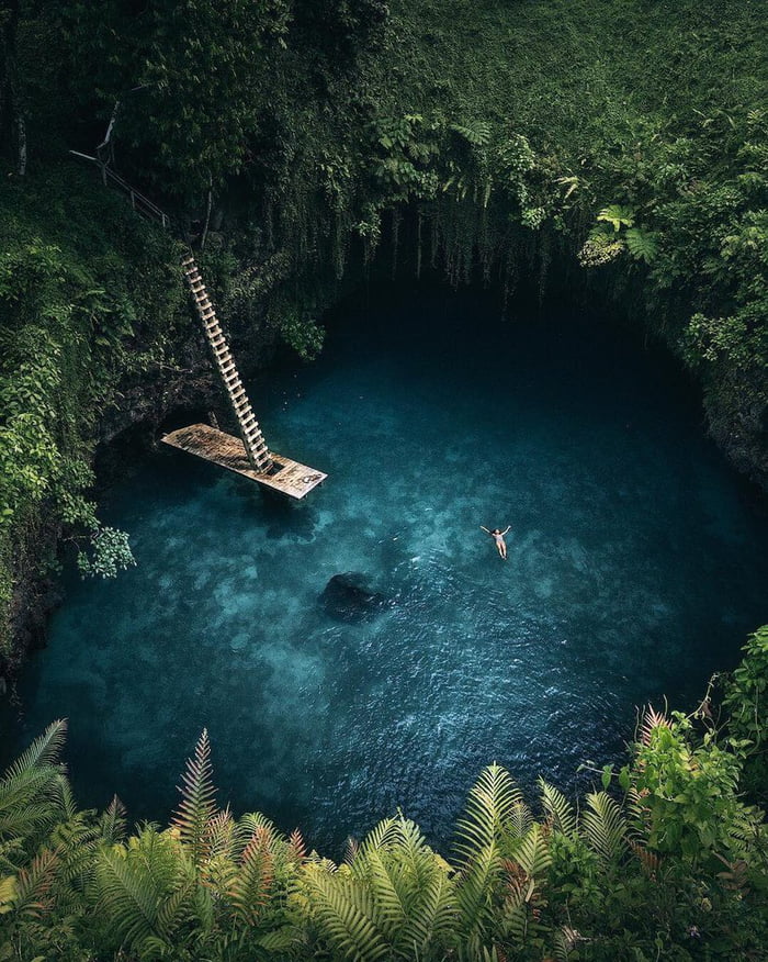 Enjoying a leisurely dip in a natural pool inside the Samoan jungle - 9GAG
