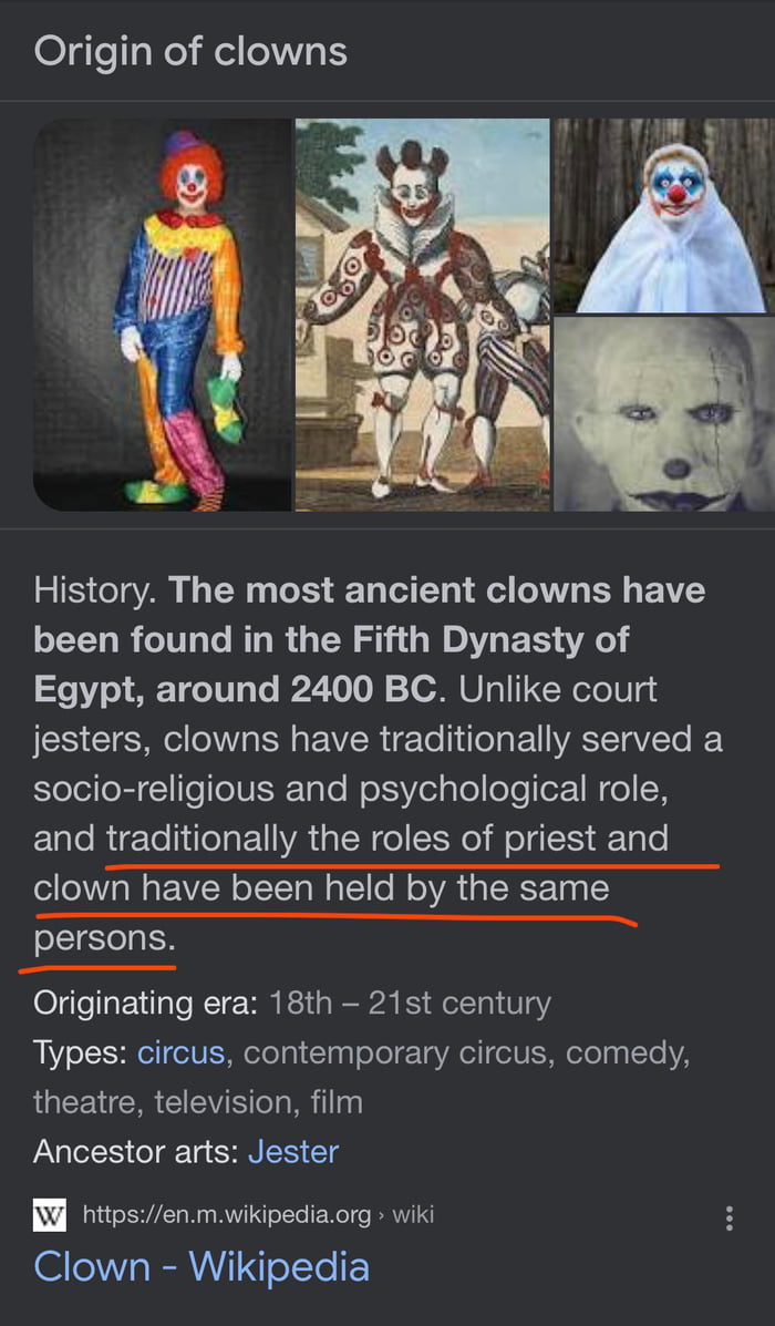 Traditionally, the roles of Priest & Clown used to be held by the same ...