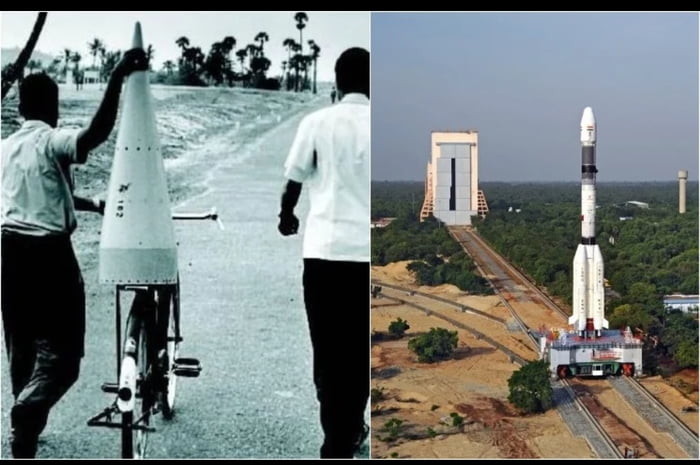 Indian scientists transporting their first space rocket in 1963 vs 2018 - 9GAG