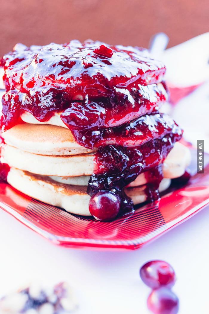 Cranberry Walnut Pancakes with Cranberry Syrup - 9GAG