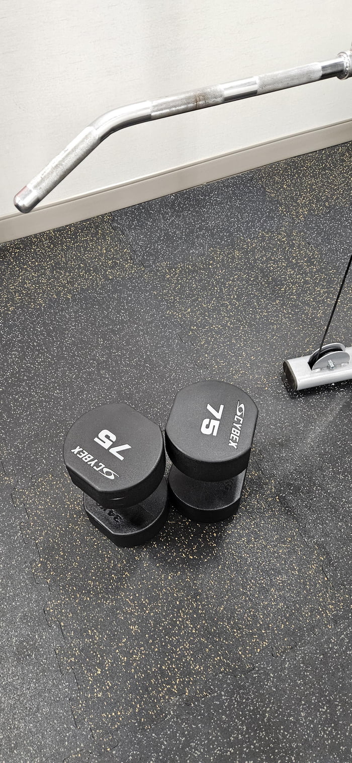 If you can lift 75 pound dumbells, then you can put them away too - 9GAG