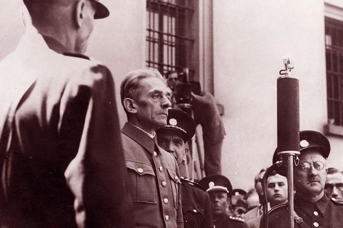 Karl Hermann Frank, a Sudeten German Nazi, moments before his public ...