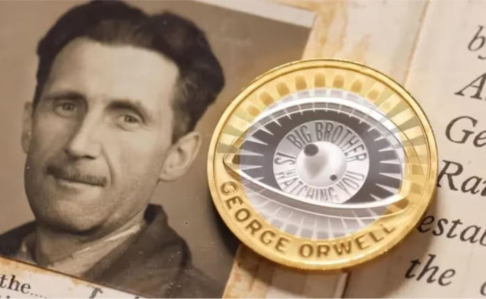 UK's new £2 coin with inscription "Big Brother is watching you' quote ...