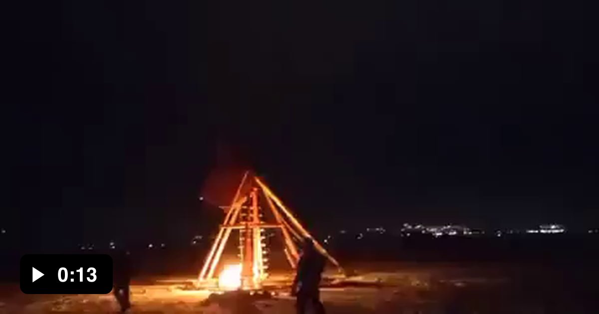 Trebuchet flinging a flaming projectile - 9GAG