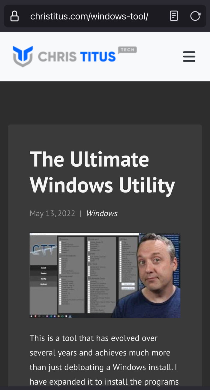 Windows 11 users: this is the Chris Titus Tool. The hero we need but we don’t deserve! - 9GAG