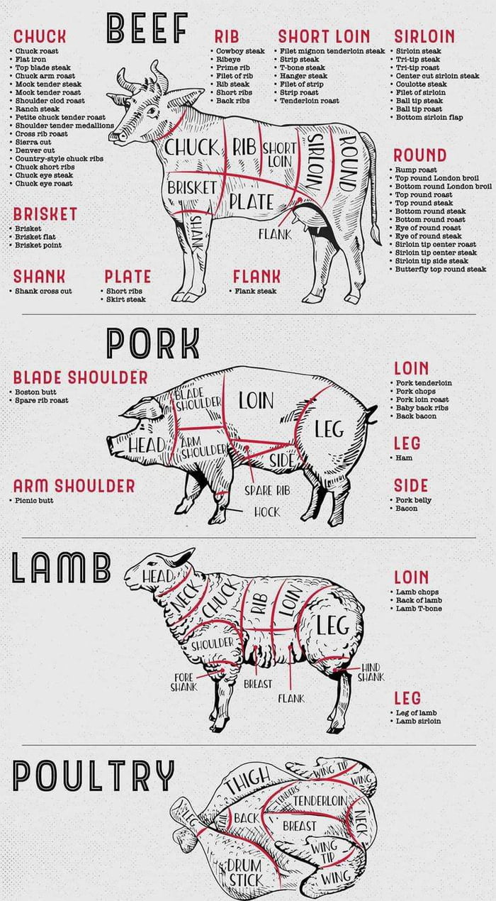 A Cool Guide Mastering Meat Cuts. - 9GAG
