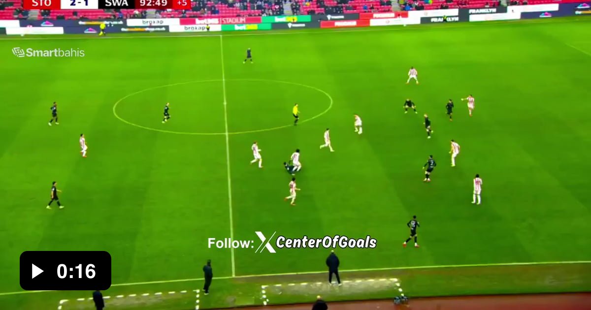 Stoke City - 1 Swansea - Lewis Baker 90+3' (Great Goal) - 9GAG