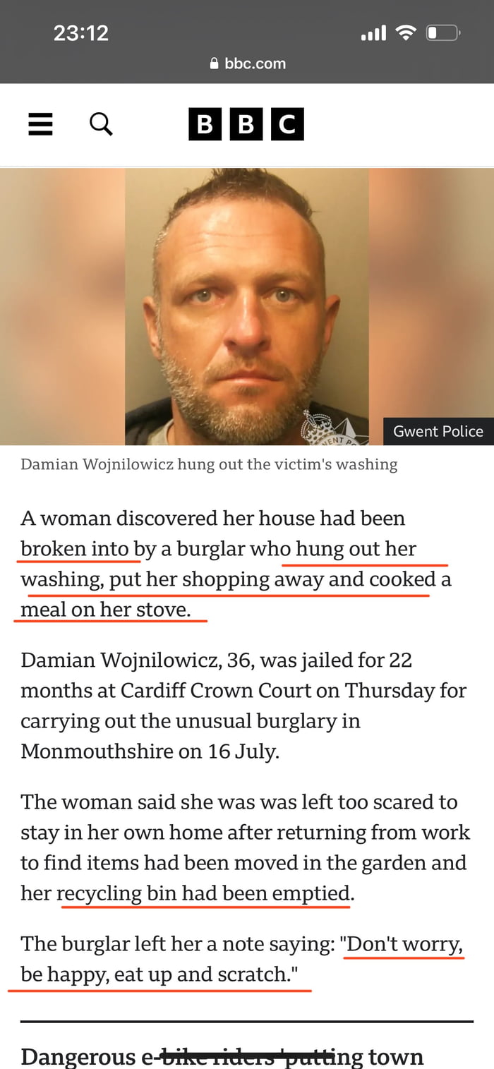 Burglar does the laundry, cooks food and takes out the trash. Still can’t get laid - 9GAG