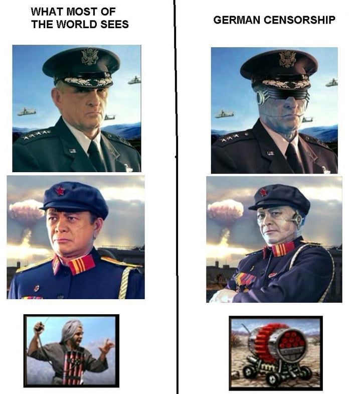 In Command & Conquer: Generals the German version was heavily censored ...