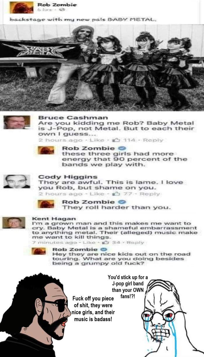 Rob Zombie is buddies with Baby Metal, their music is actually very ...