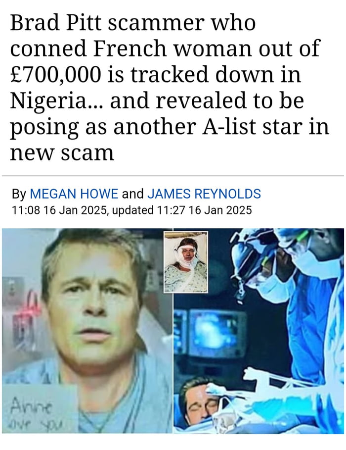 Fake Brad Pitt is actually identified as a Nigerian scamer. A specialised hacker track him down ...