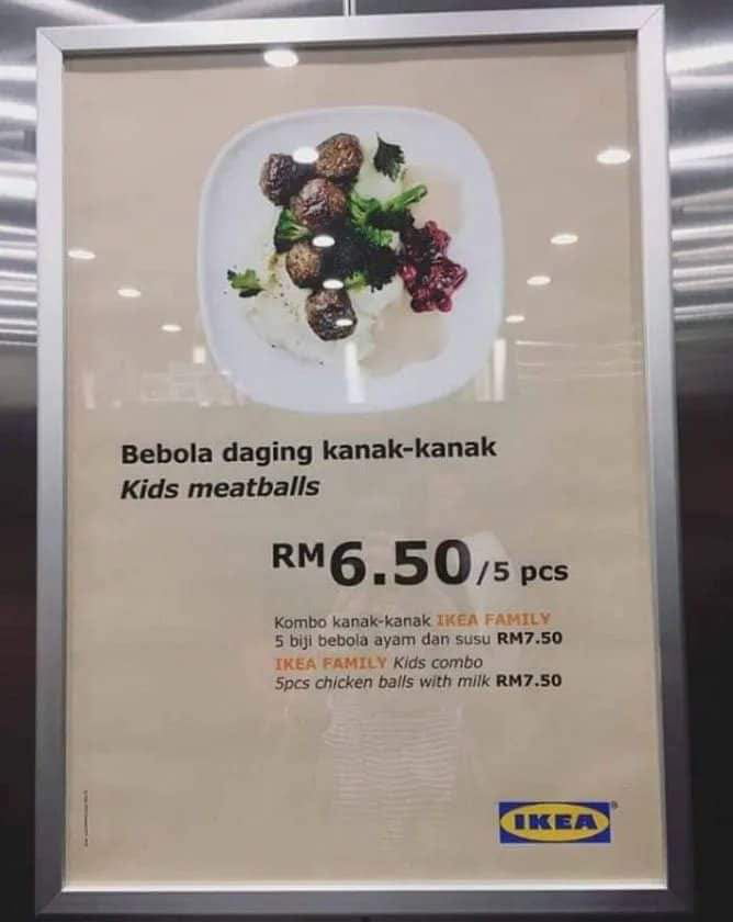 Menu di IKEA - Cannibal Special - 9GAG