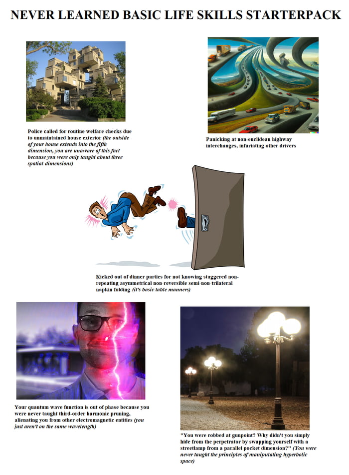 Never Learned Basic Life Skills Starterpack - 9GAG