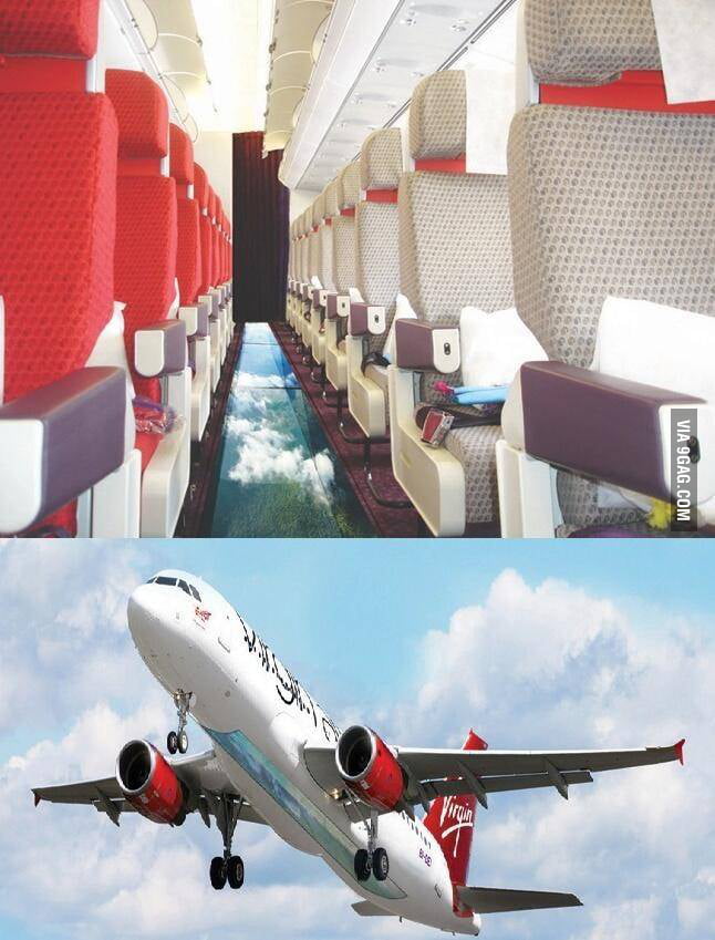 Glass floored plane from Virgin Atlantic. - 9GAG