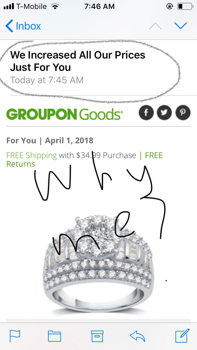 Groupon increased their prices just for me !! Dafuq Groupon !! - 9GAG