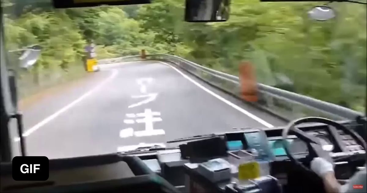 Crazy downhill driving in a bus. monkaS as hell - 9GAG