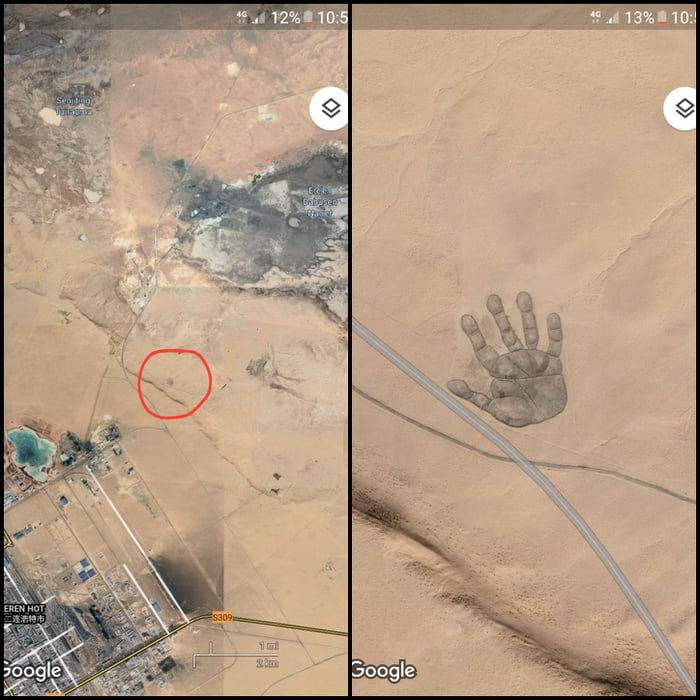 Found a huge handprint north east of Erenhot in Inner Mongolia - 9GAG