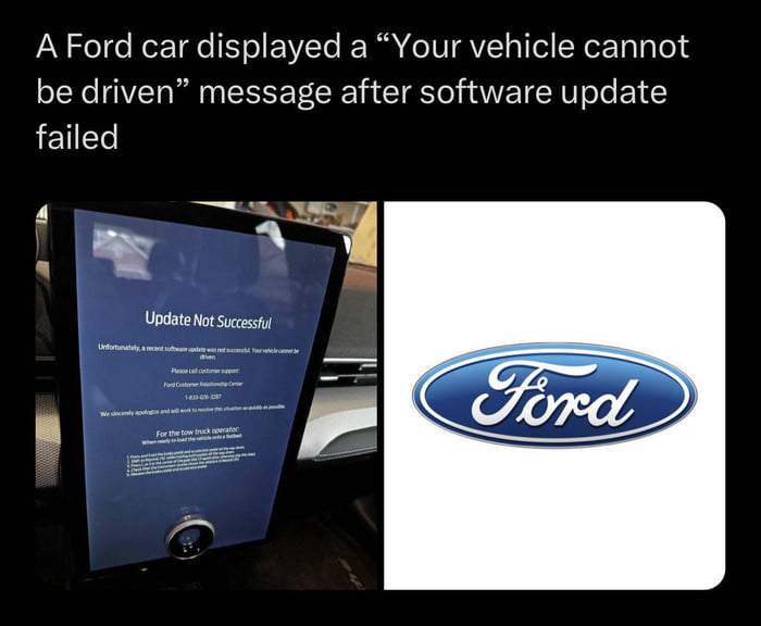 Unable to Drive Car Due to Failed Software Update - 9GAG
