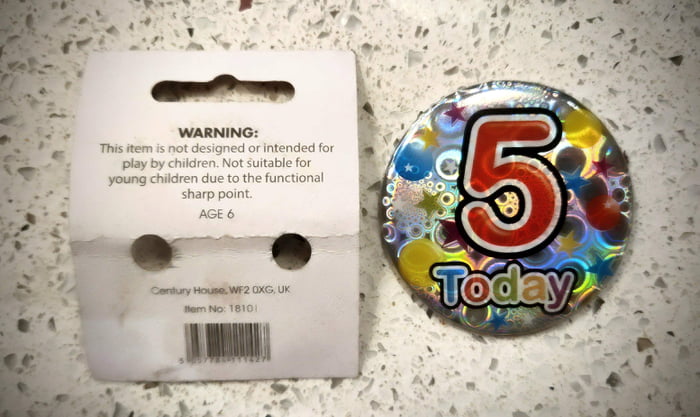 This "5 Today" badge is unsuitable for children under 6. - 9GAG