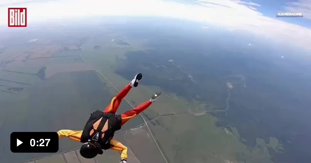 The instructor saved a girl who was skydiving alone for the first time. she was unable to open ...