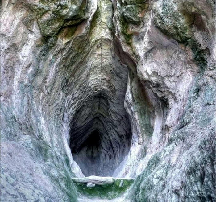 Cave in the Rhodope hills, Bulgaria, carved by hand greater than 3000 ...