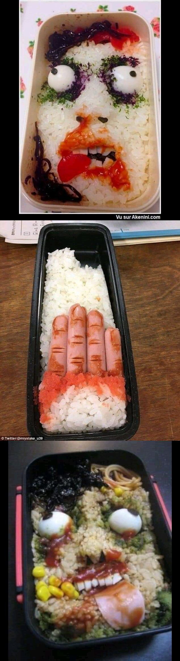 Horror Bento. A restaurant in Japan serves bentos in unusual ways. Here ...