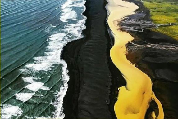 The place in Iceland where Green Fields,Yellow River, Black Beach and ...