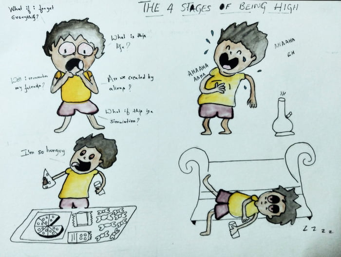 The 4 stages of being high - 9GAG