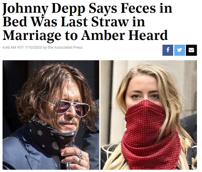 Amber Heard put feces on Johnny Depp's bed - 9GAG