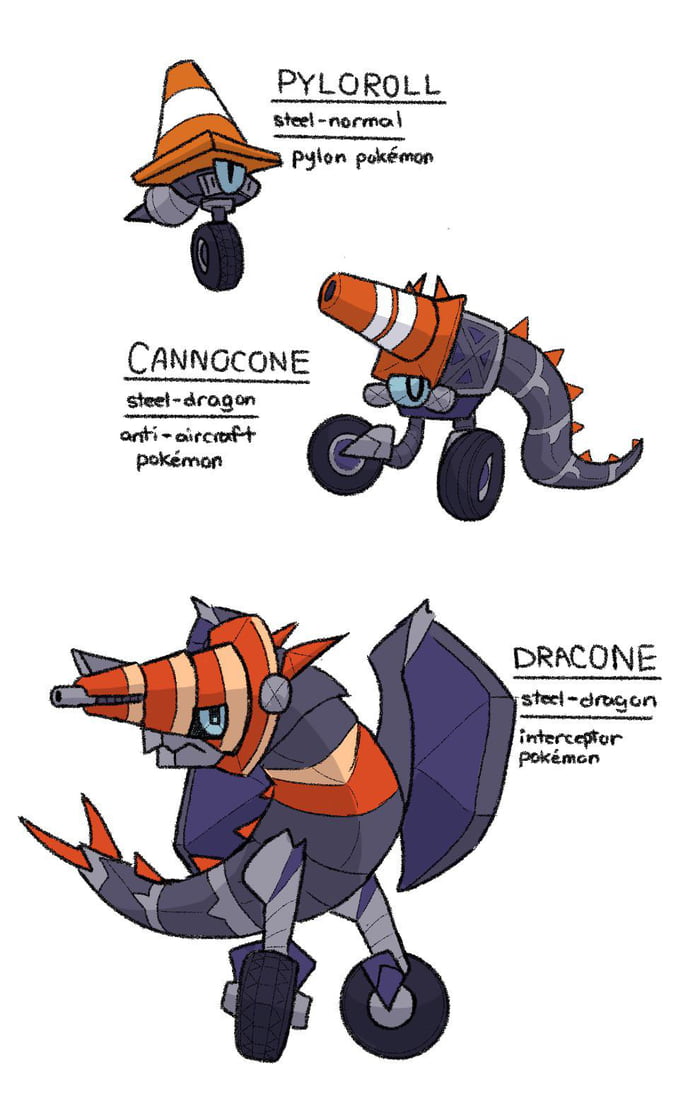 Designed some Pokémon based around traffic cones - 9GAG
