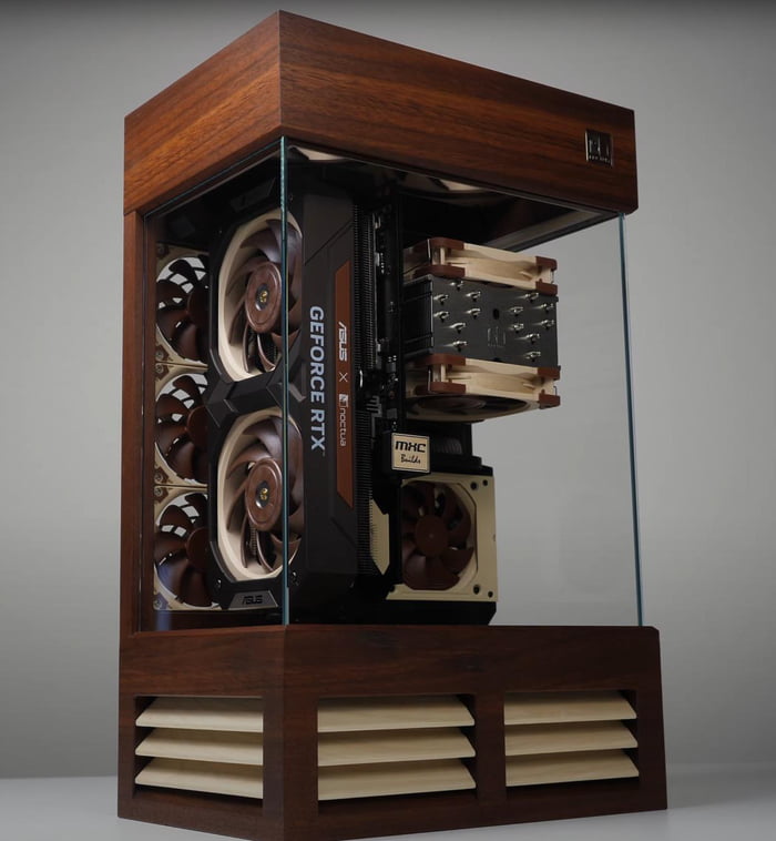 Custom Noctua-themed wooden build. - 9GAG
