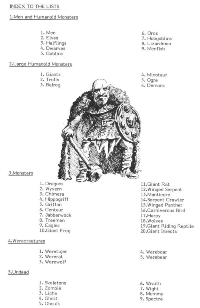 Original list of unit types in "Warhammer". Many of these are still in ...