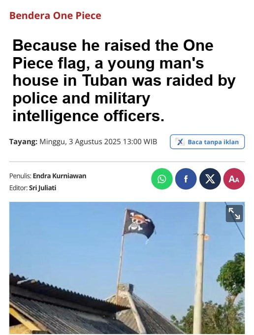 Indonesian citizens are starting to being treated as terrorrist because of One Piece flag - 9GAG