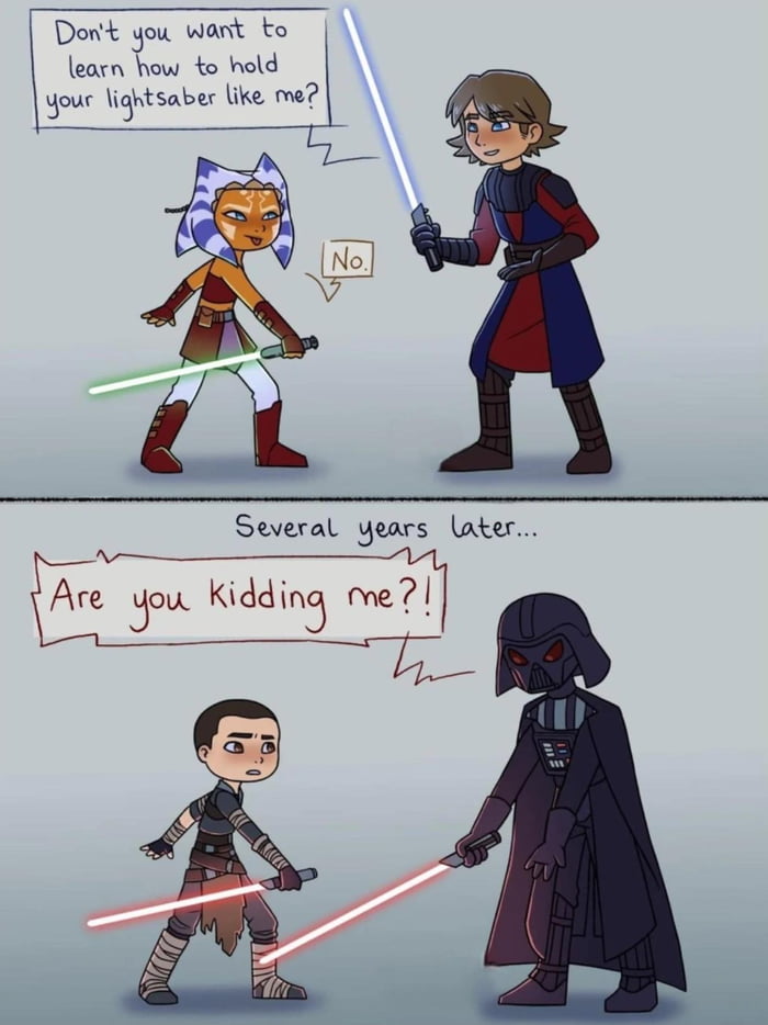 Anakin's lightsaber lessons, a masterclass in irony - 9GAG