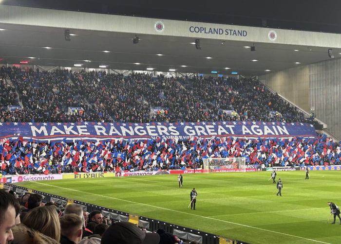 "Make Rangers Great Again" tifo at Ibrox - 9GAG