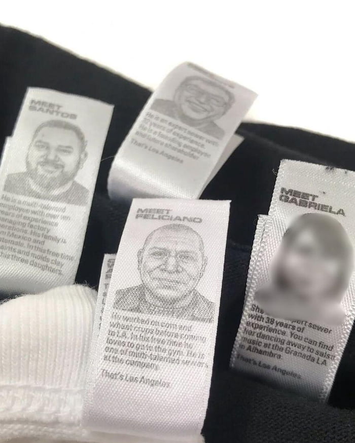 Los Angeles Apparel have tags that show the faces of the workers who ...