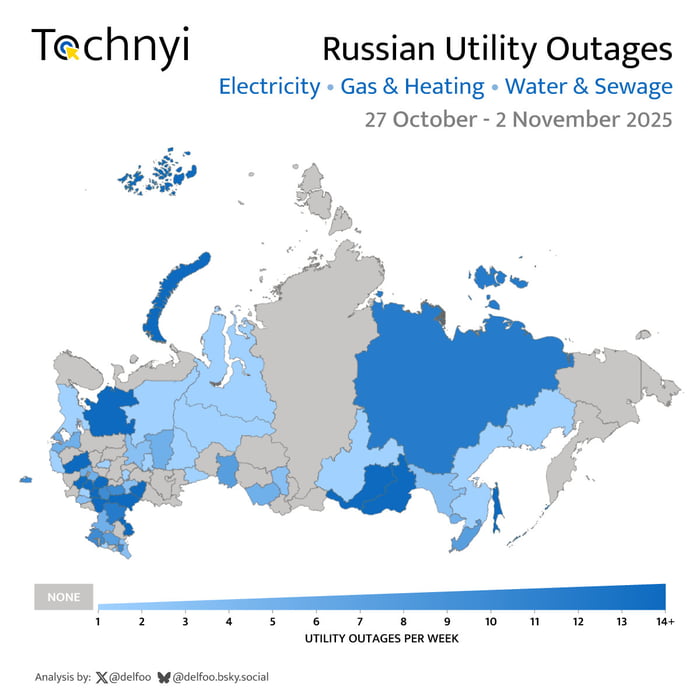 Map of Utilities outages in Russia for the week 27th of October to the ...