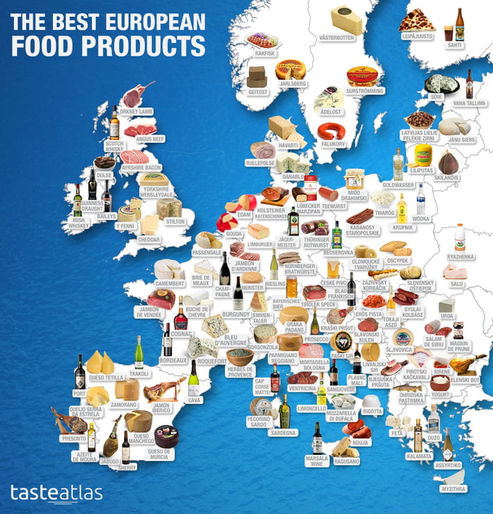 European food map; tired of war posts 24/7 - 9GAG