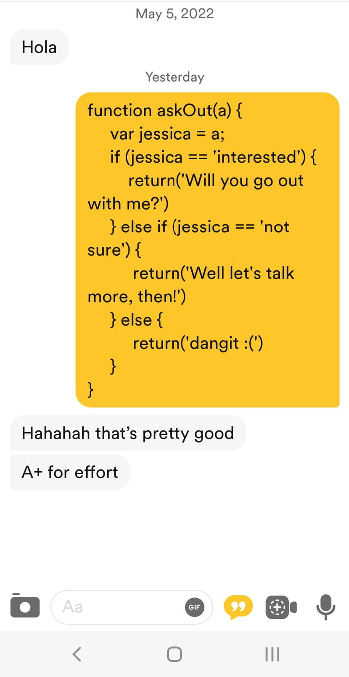 Her bio said she's a front end developer - 9GAG
