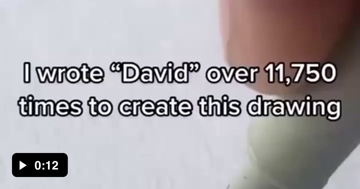Drawing of David made out of the word "David" - 9GAG