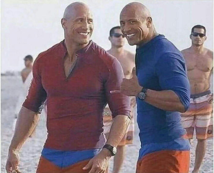 Just Dwayne Johnson next to The Rock - 9GAG
