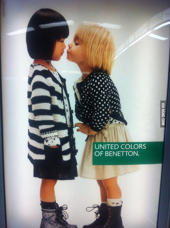 Premature, interracial, lesbian. Benetton goes hardcore! - 9GAG