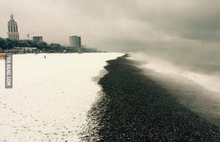 When snow meets sea - 9GAG