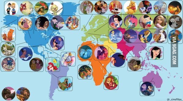 Disney characters organized by country - 9GAG
