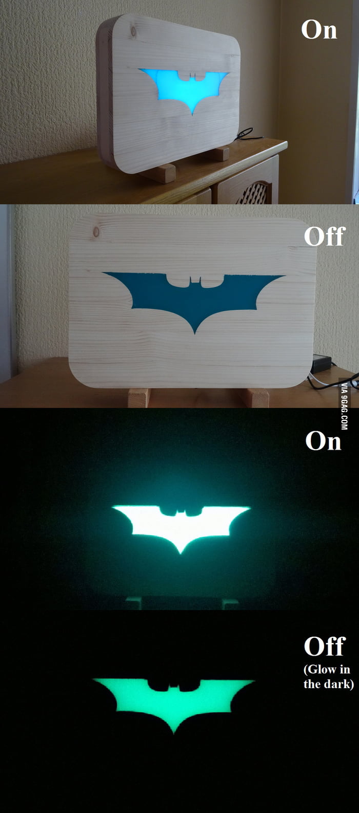 So I made a Batman light (Glow in the dark) - 9GAG