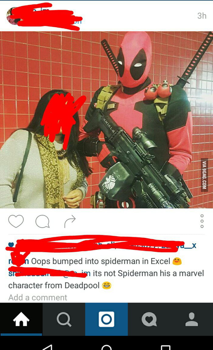 If you look closely you would realize it's deadpool - 9GAG