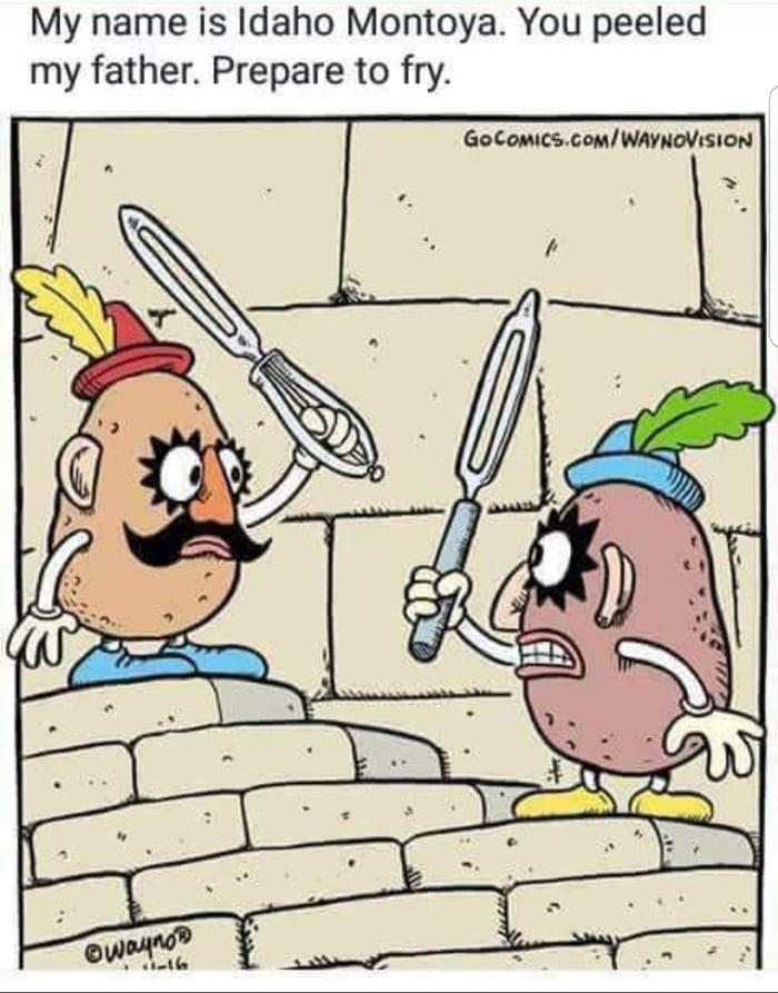 Nothing to see here. Just a peeler fight from two potatoes. - 9GAG