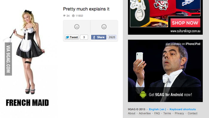 Mr. Bean loves French maid - 9GAG