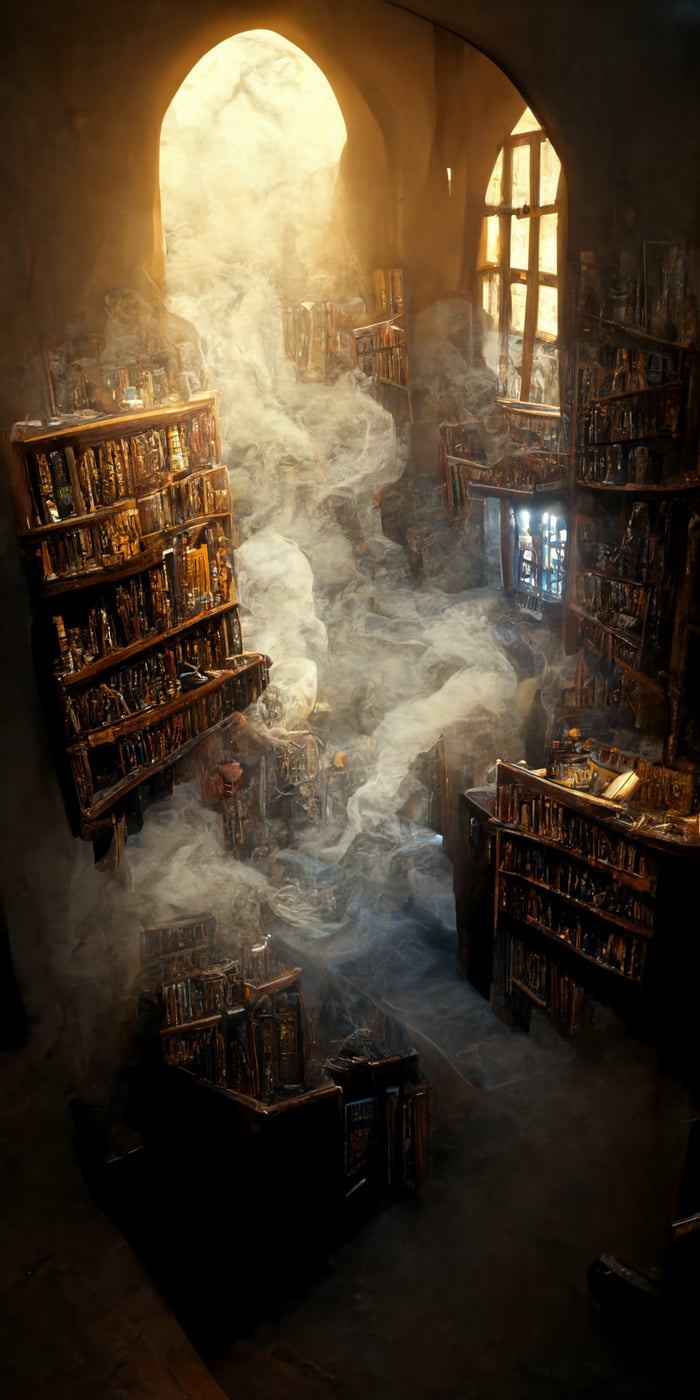 Old wizard's library (MidJourney) - 9GAG